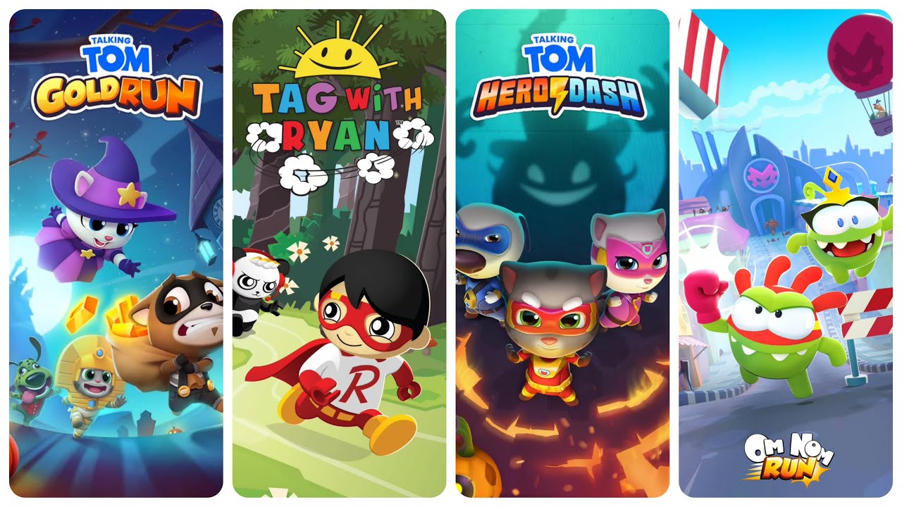 Talking Tom Gold Run vs Tag With Ryan vs Talking Tom Hero Dash vs Om ...
