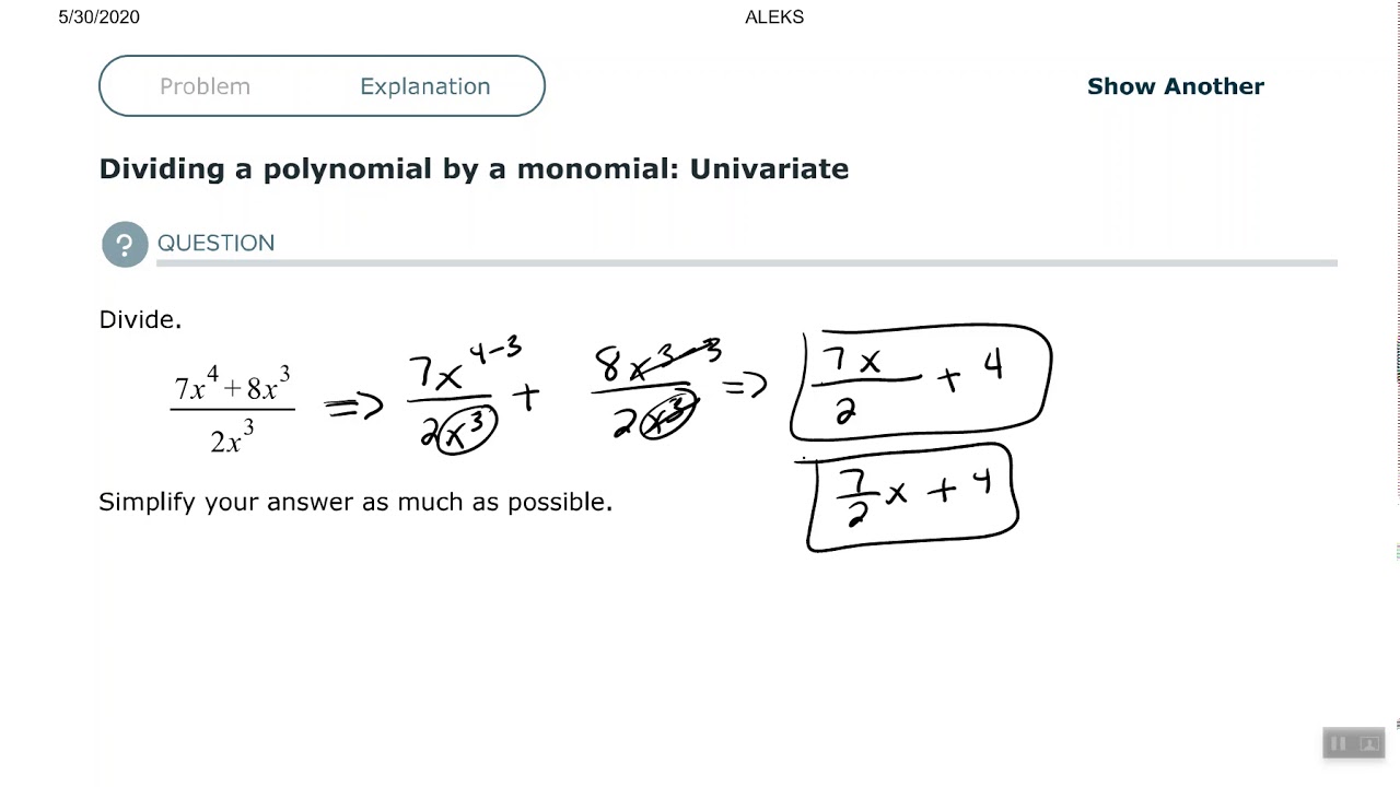 Dividing a polynomial by a monomial: Univariate - YouTube