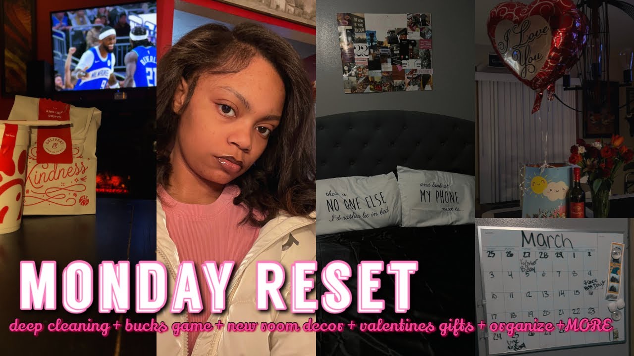 Monday Reset Vlog | deep cleaning + bucks game + new room decor ...