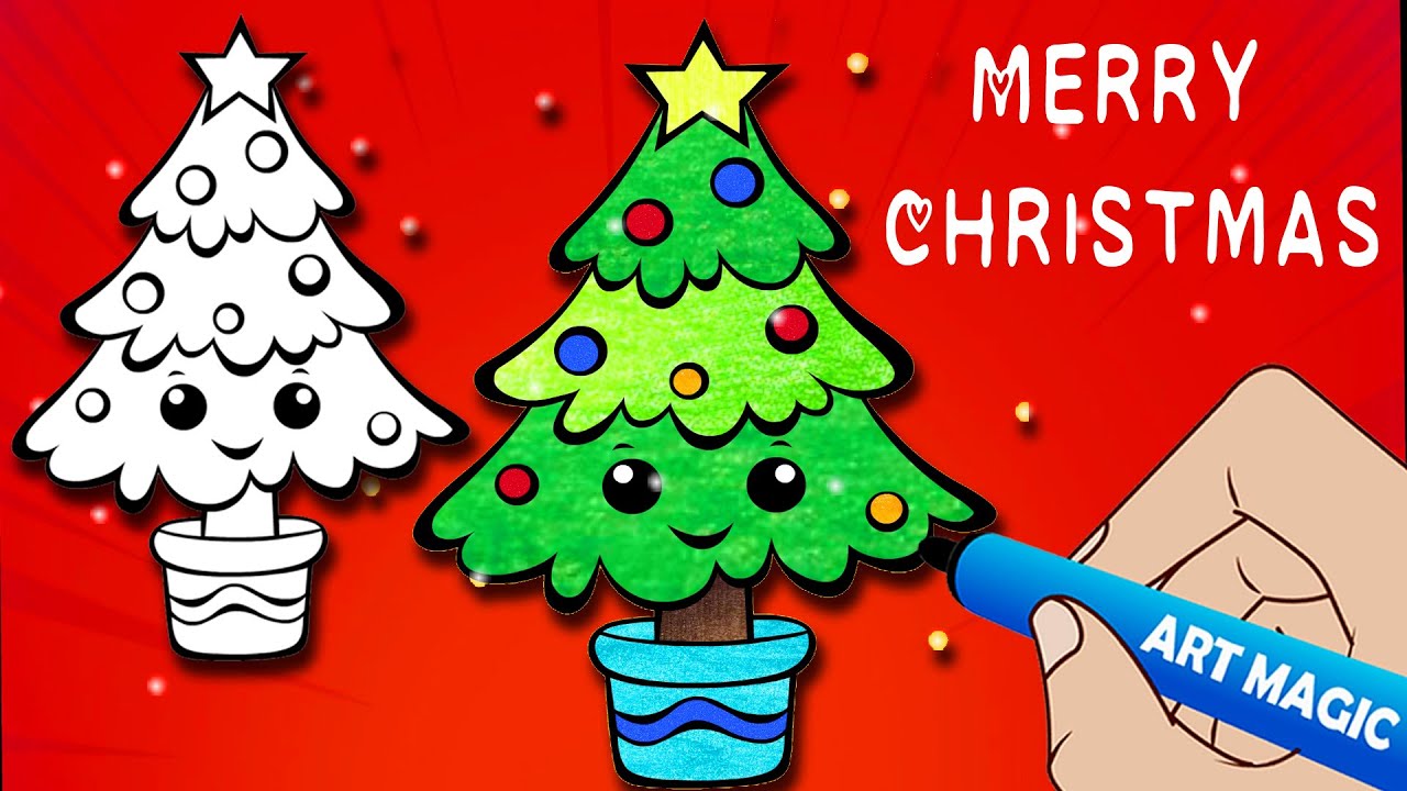 🎄How to Draw a Christmas Tree | Easy Step-by-Step Holiday Art Tutorial ...