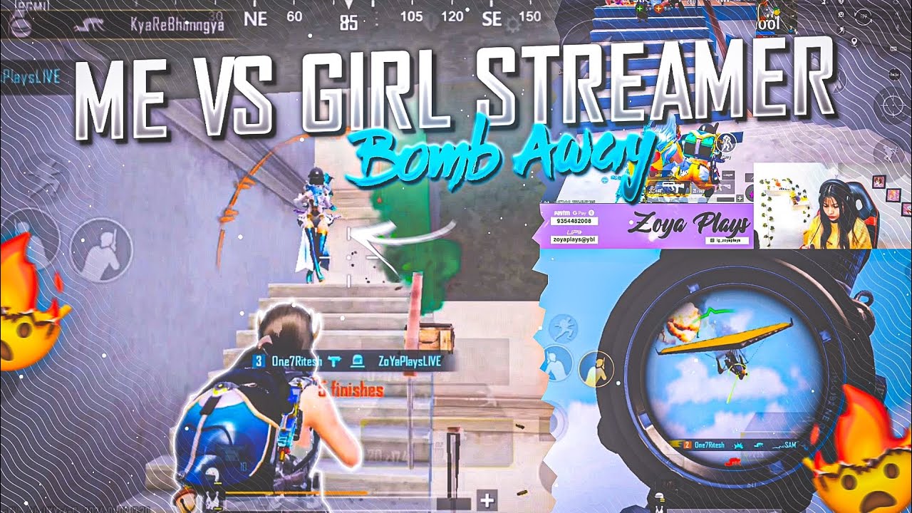 Me vs Girl streamer⚡| 2 Finger + Gyroscope | BGMI Montage | 20fps,40fps ...