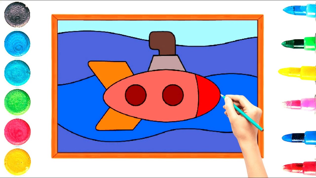 How to Draw a Submarine (पनडुब्बी) for Kids and Beginners | Submarine ...