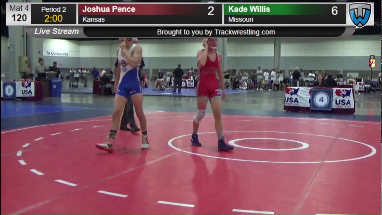 1331 Schoolboy 120 Joshua Pence Kansas vs Kade Willis Missouri ...