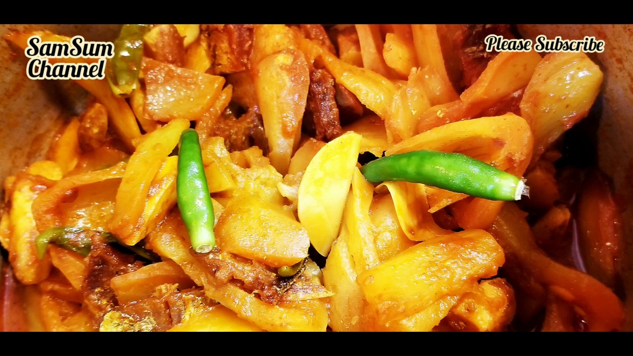 Kacha Kathal diye Churi Shutki | Raw Jackfruit with Fish | Kacha Kathal ...