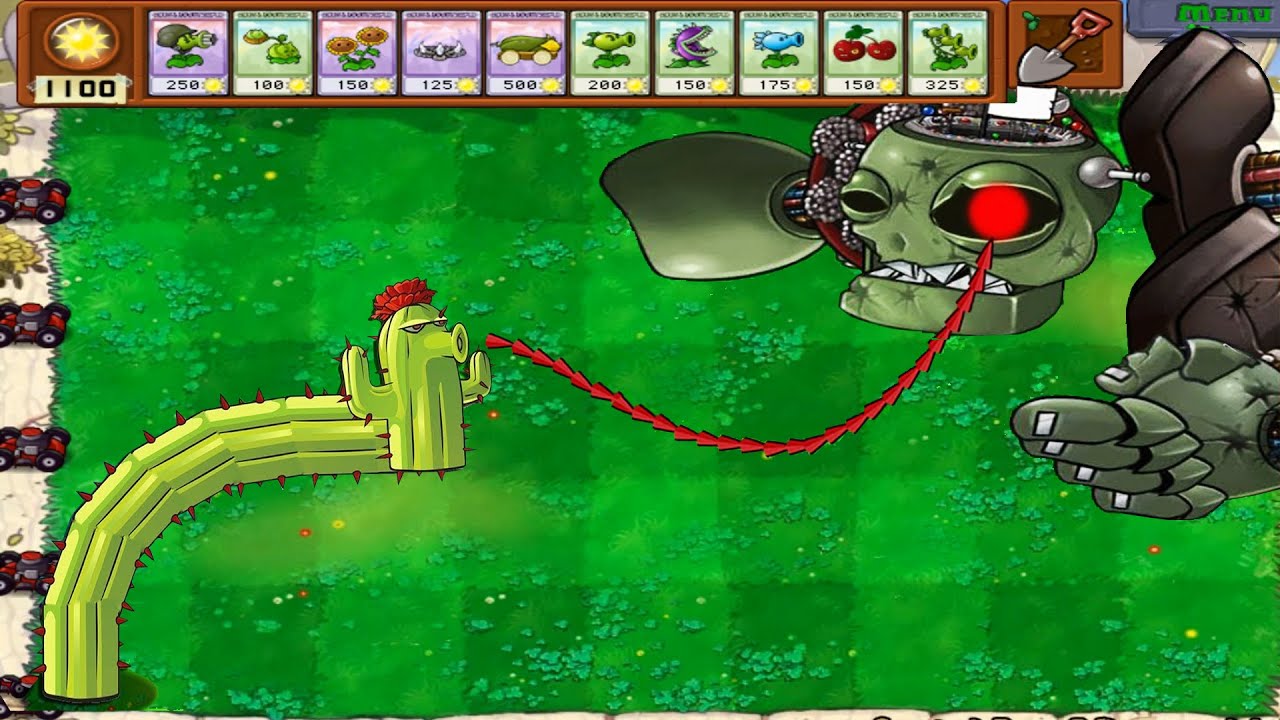 Best strategy Plants vs Zombies I PVZ1 Hack SUPER Cactus Plant 9999HP ...
