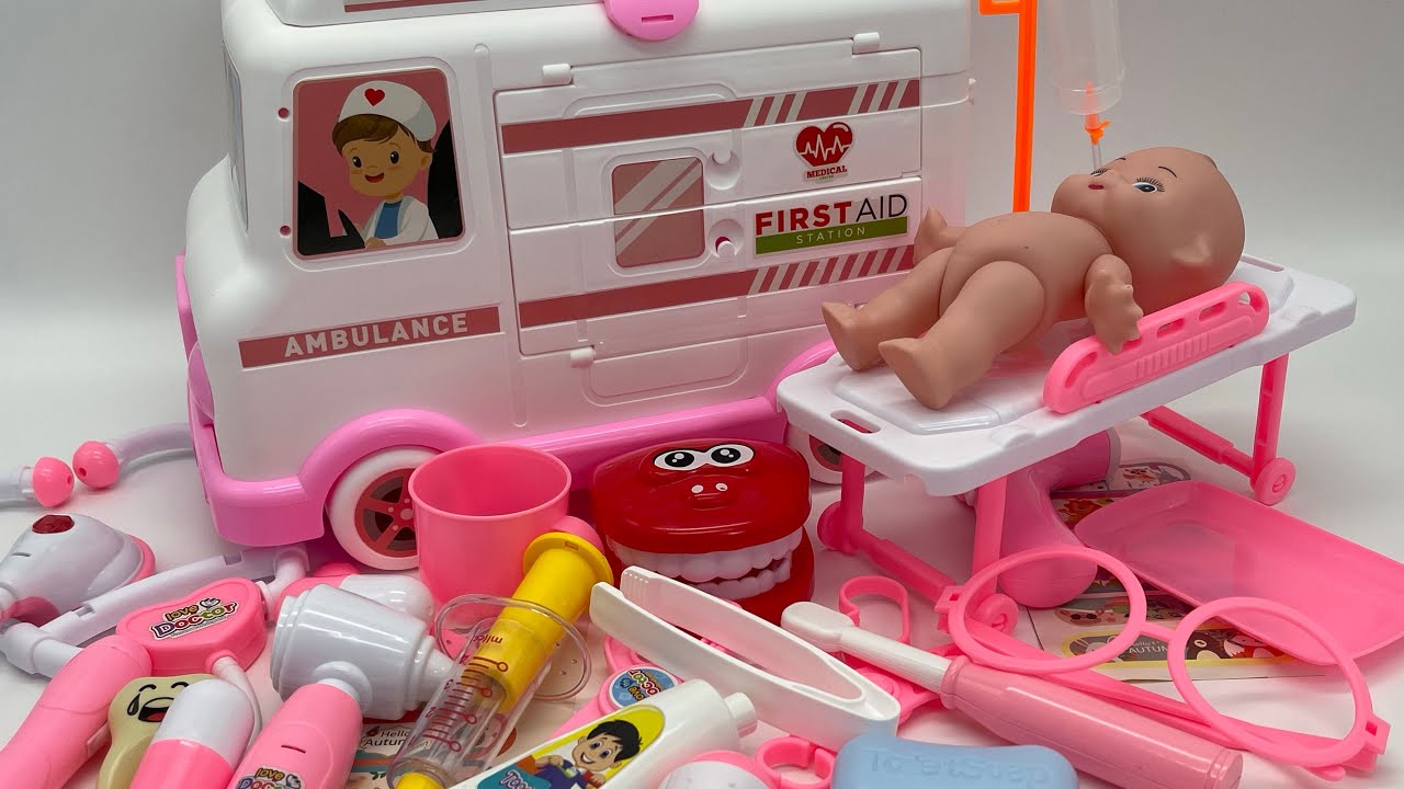 12 minutes Satisfying with Unboxing Cute Ambulance Doctor Set ASMR ...