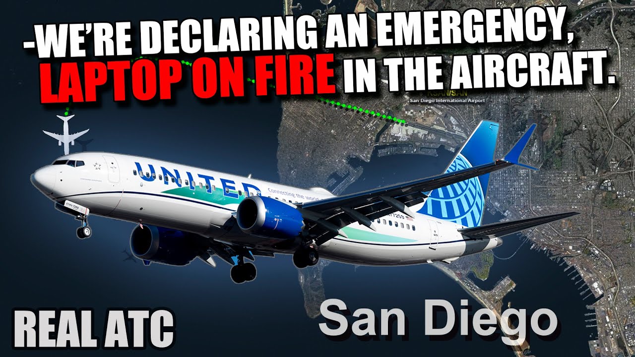 Laptop on Fire in the aircraft. United Boeing 737 MAX 8. REAL ATC - YouTube