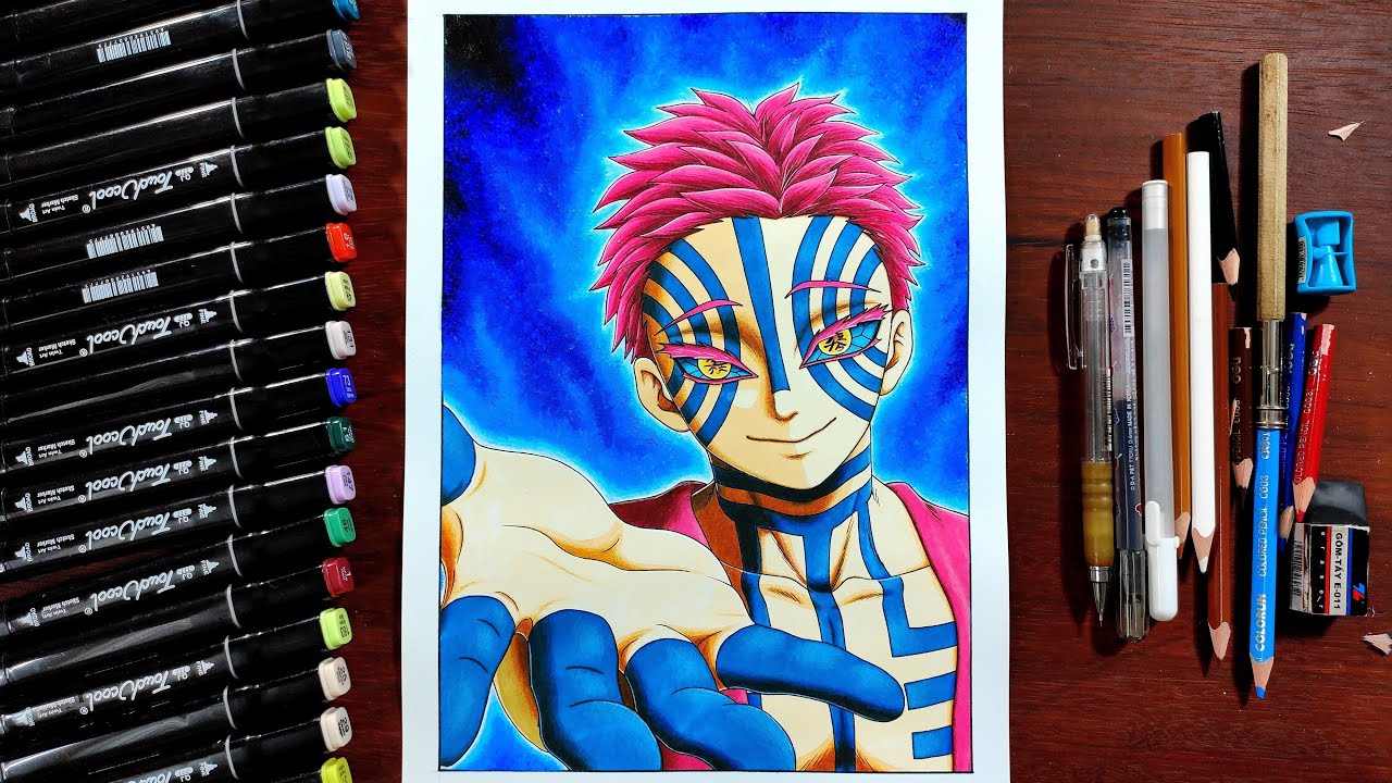 Cách vẽ Akaza / How To Draw Akaza / Kimetsu No Yaiba - YouTube