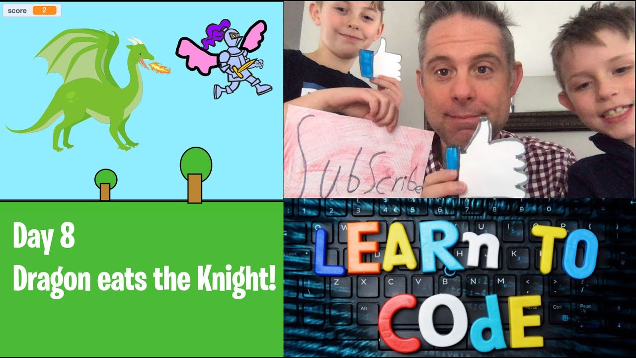 Learn to Code in Scratch Day 8 - Dragon Eats the Knight! - YouTube