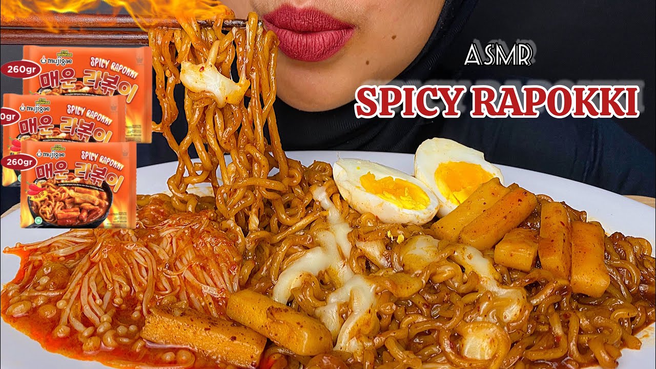 ASMR SPICY RAPOKKI KEJU MOZARELLA & JAMUR ENOKI PEDAS🍝 | ASMR SPICY ...
