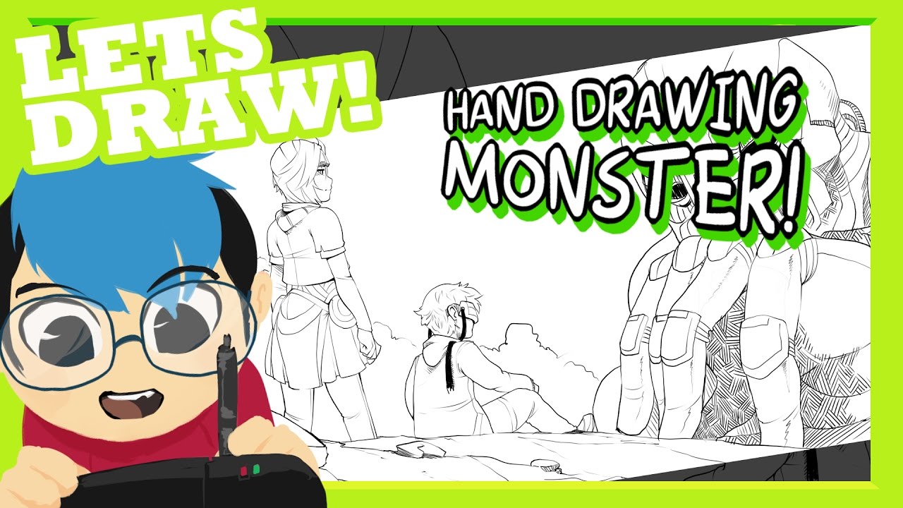 DRAWING HAND MONSTERS! | Lets Draw | Line Art - YouTube