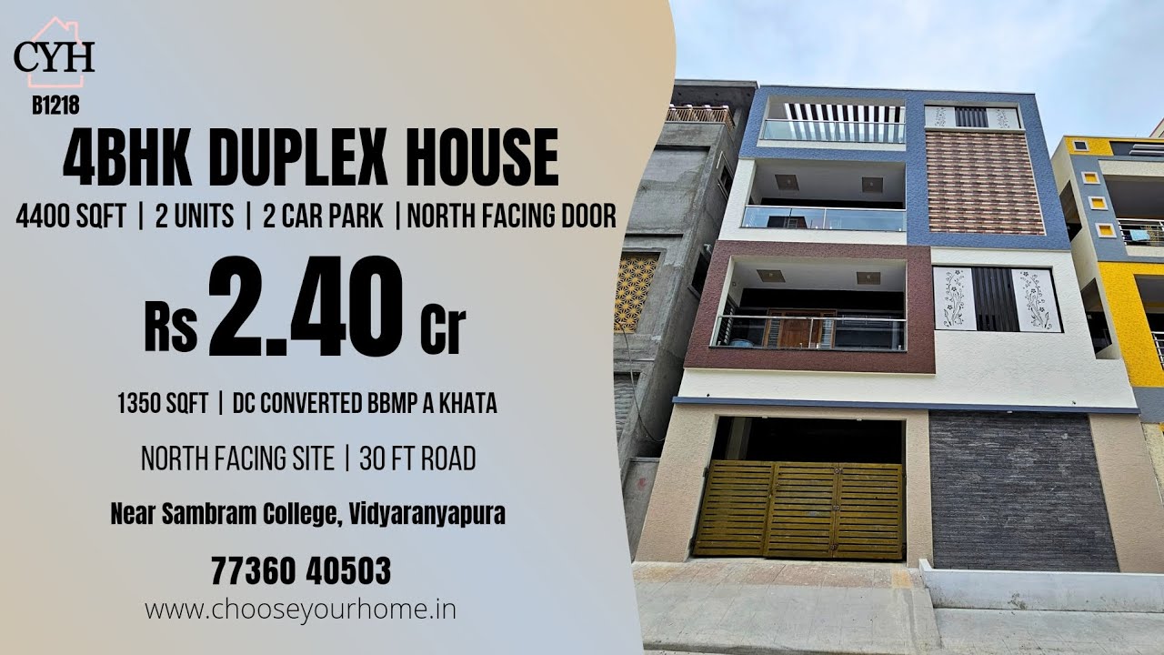 CYH#B1218 - Rs 2.40Cr - 4BHK Triplex House for sale near Sambram ...