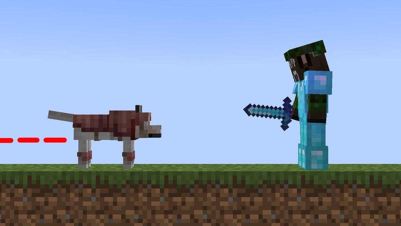 20 Wolves vs Minecraft Players - YouTube