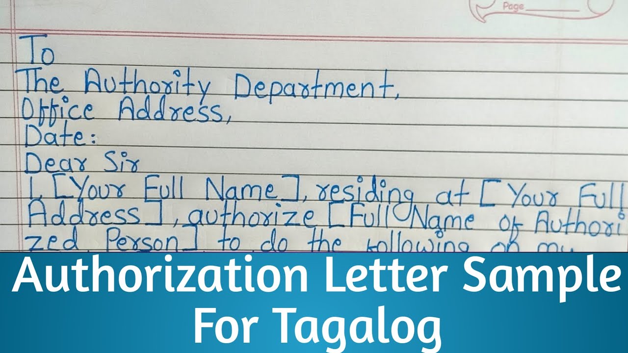 Authorization Letter Sample Tagalog | Authorization Letter - YouTube
