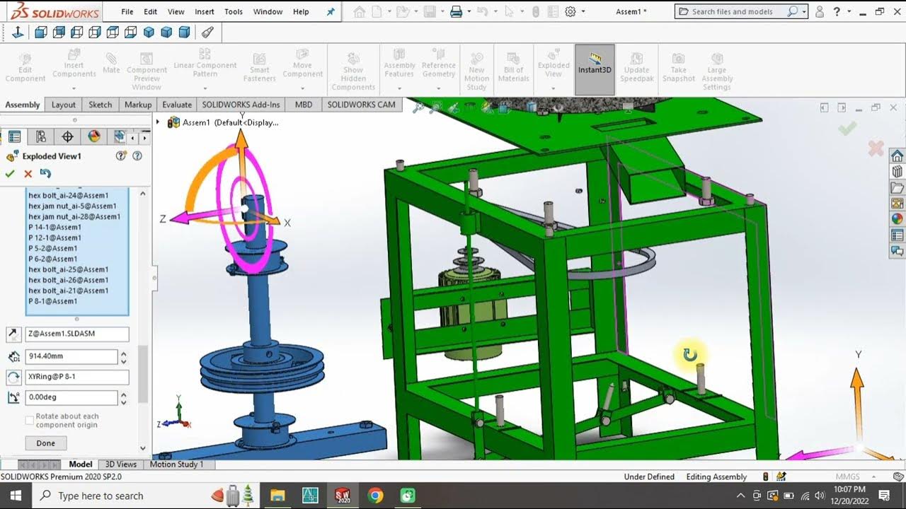 Exploded View of Stone mill in solidworks.25/25 | Solidworks beginners | Solidworks tutorials ...
