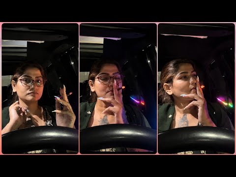 Beautiful girl smoking and driving 🖤 | beautiful girl smoking black cigarette on instagram live 😍
