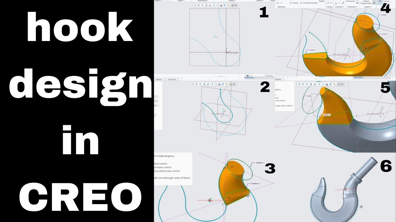 HooK design in CREO - YouTube