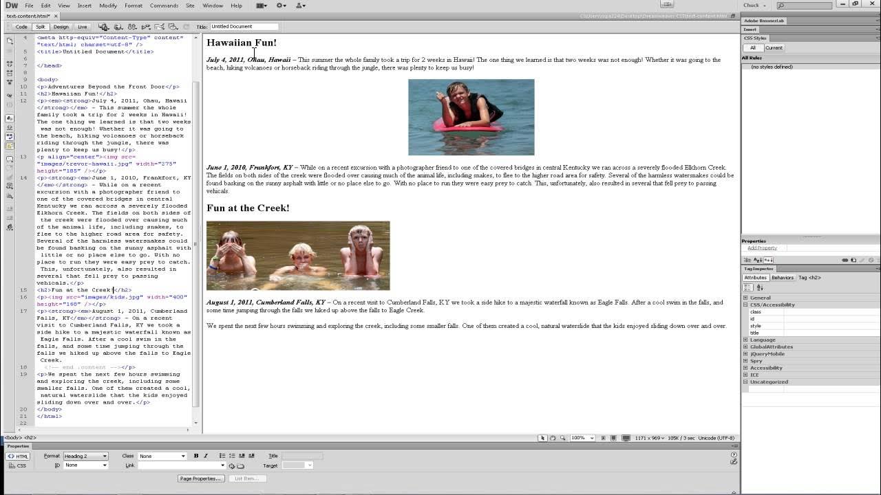 Dreamweaver CS6 - Aligning Text and Images - YouTube