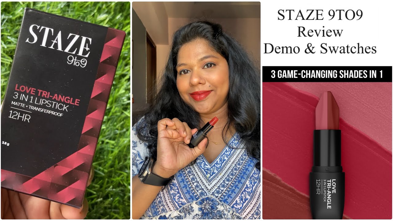 STAZE 9to9 Love Triangle 3in1 Lipstick Review | Demo & Swatches | Brick ...