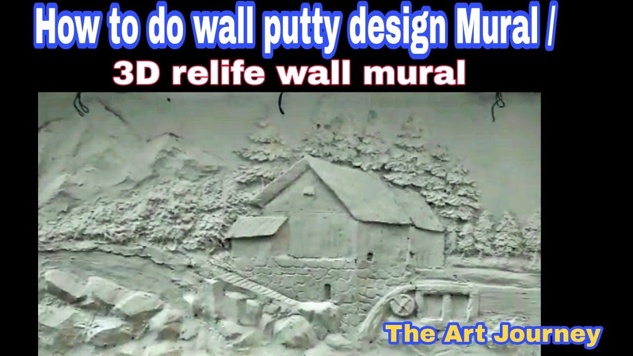 How to do wall putty design Mural / 3D relife wall mural - YouTube