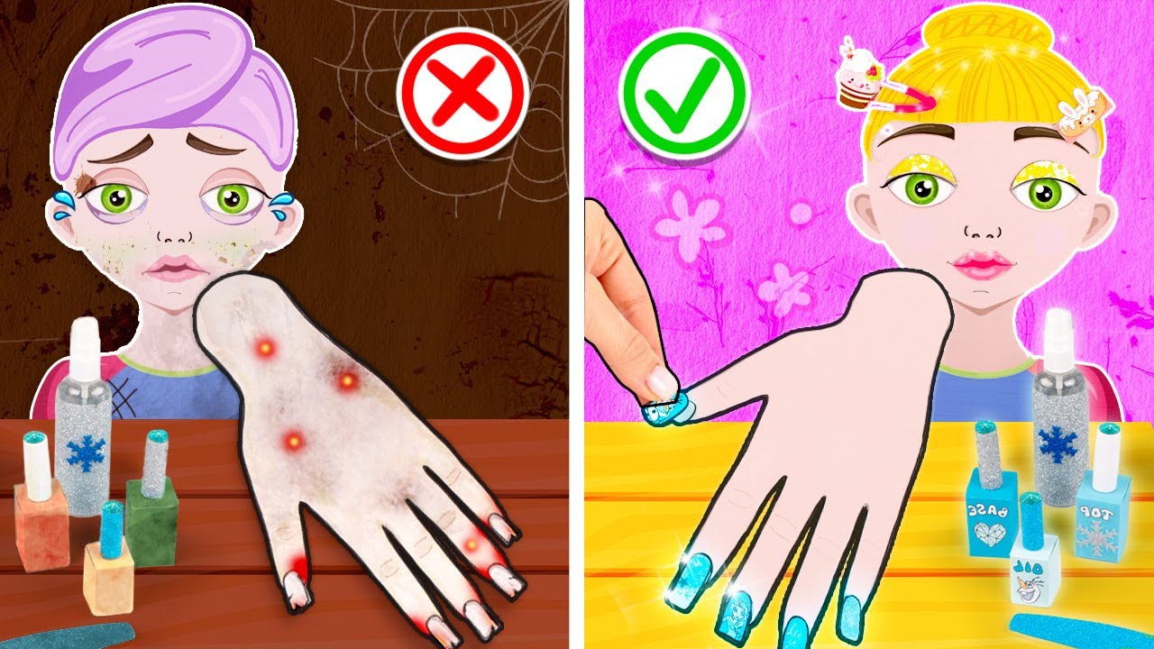 Rich VS Poor NAIL SALON 💅 DIY Paper Doll Beauty and Hair SALON - YouTube