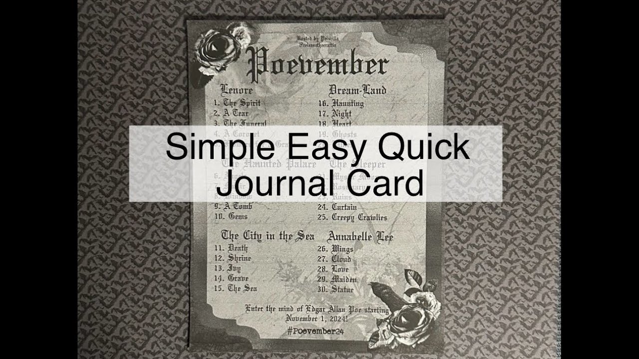 Simple Quick Easy Journal Card 🖤 #poevember24 🖤 @releasethecraftin ...