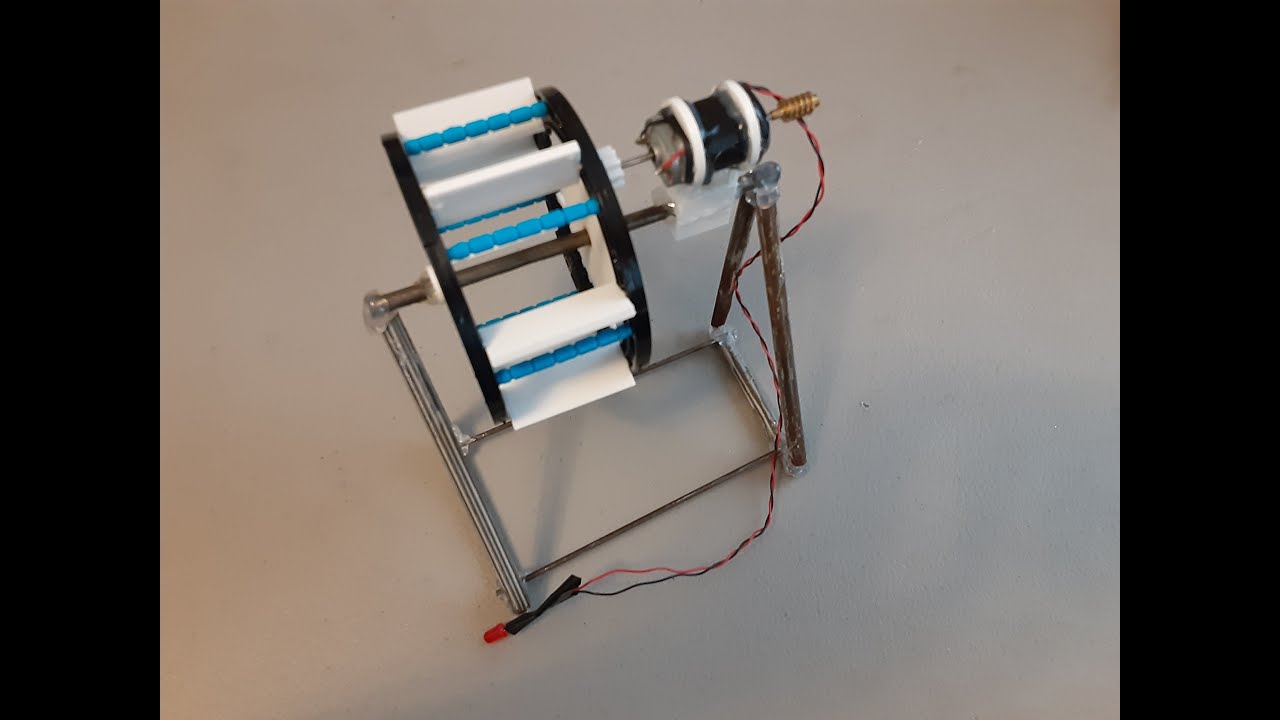 Waterwheel powers LED light! - YouTube