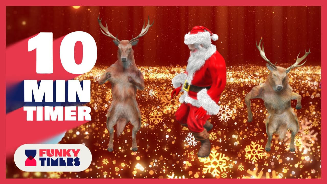 🎅⏰ 10 Minute Countdown Timer with Dancing Santa, Reindeers & Snowmen ...