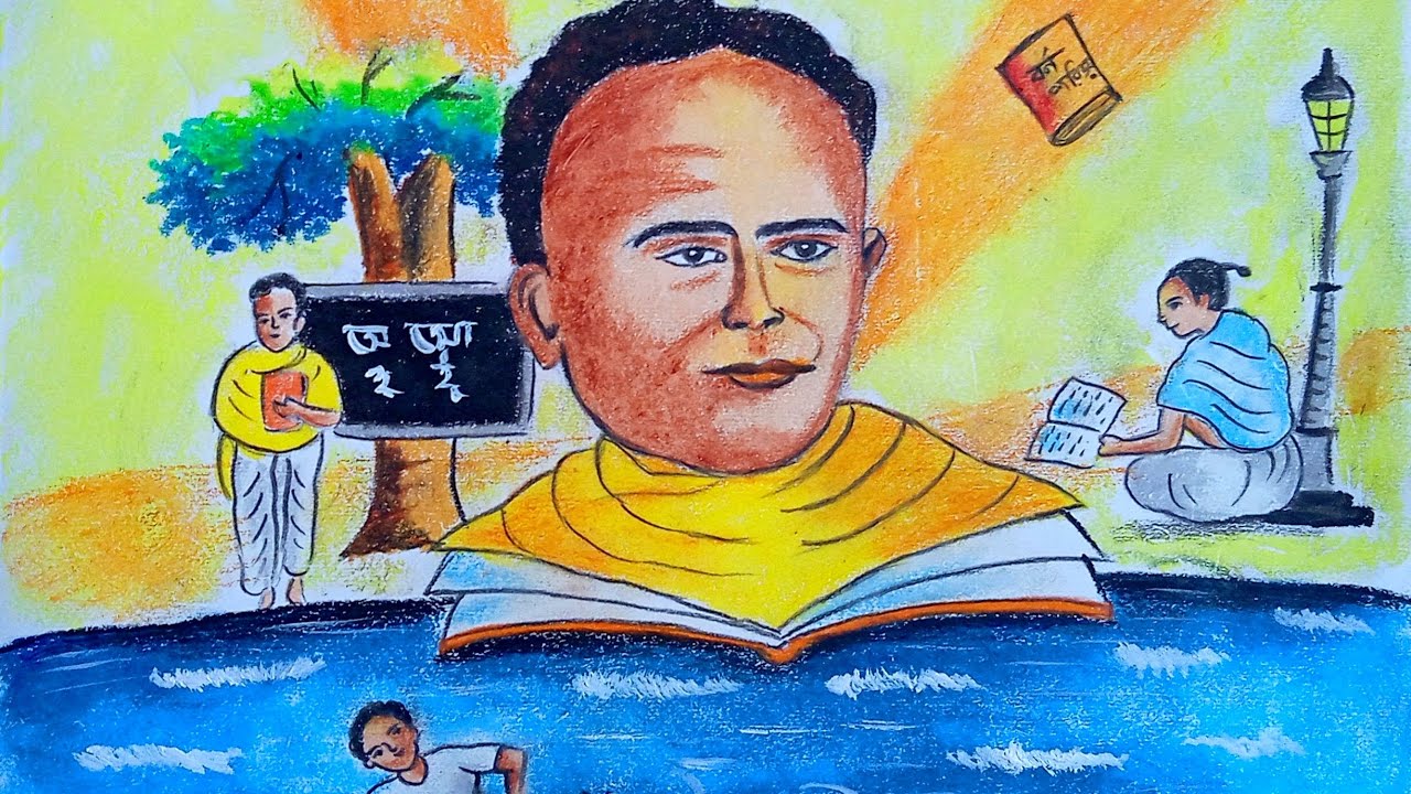 Vidyasagar Drawing With Oilpastel Step By Step. - YouTube