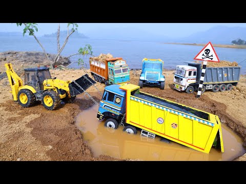 Tata Prima Tipper Accident Roadway Pulling Out JCB 5CX Xpert ? Cartoon Jcb | Ashok Leyland | CS Toy