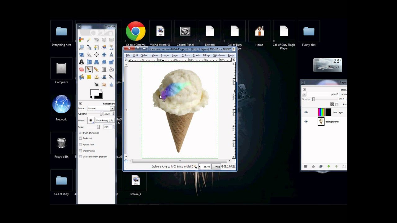 Making a rainbow ice cream on gimp - YouTube
