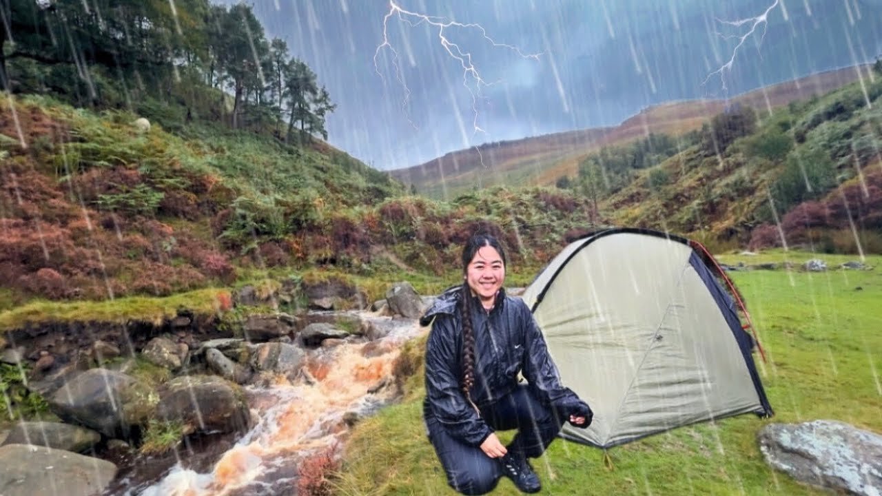 Surviving the Storm Alone | Solo Wild Camping by a River in a Yellow ...