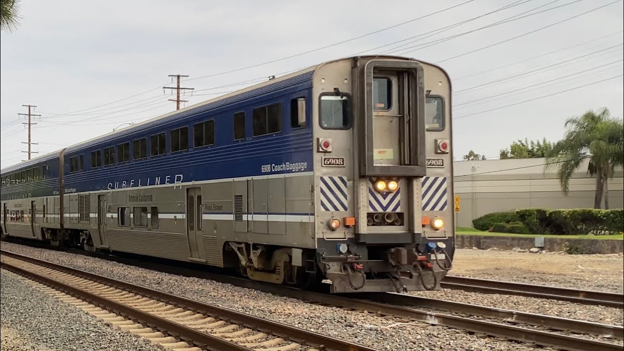 AMTRAK CAB CAR #6908 Passing By Los Nietos Double Crossing! - YouTube