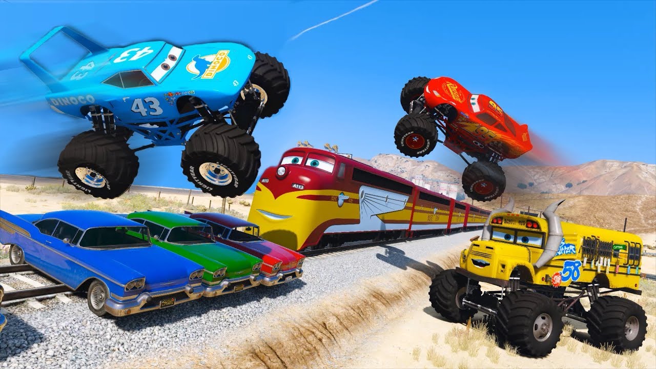 Monster Trucks Cars The King McQueen Miss Fritter Destructive Train ...