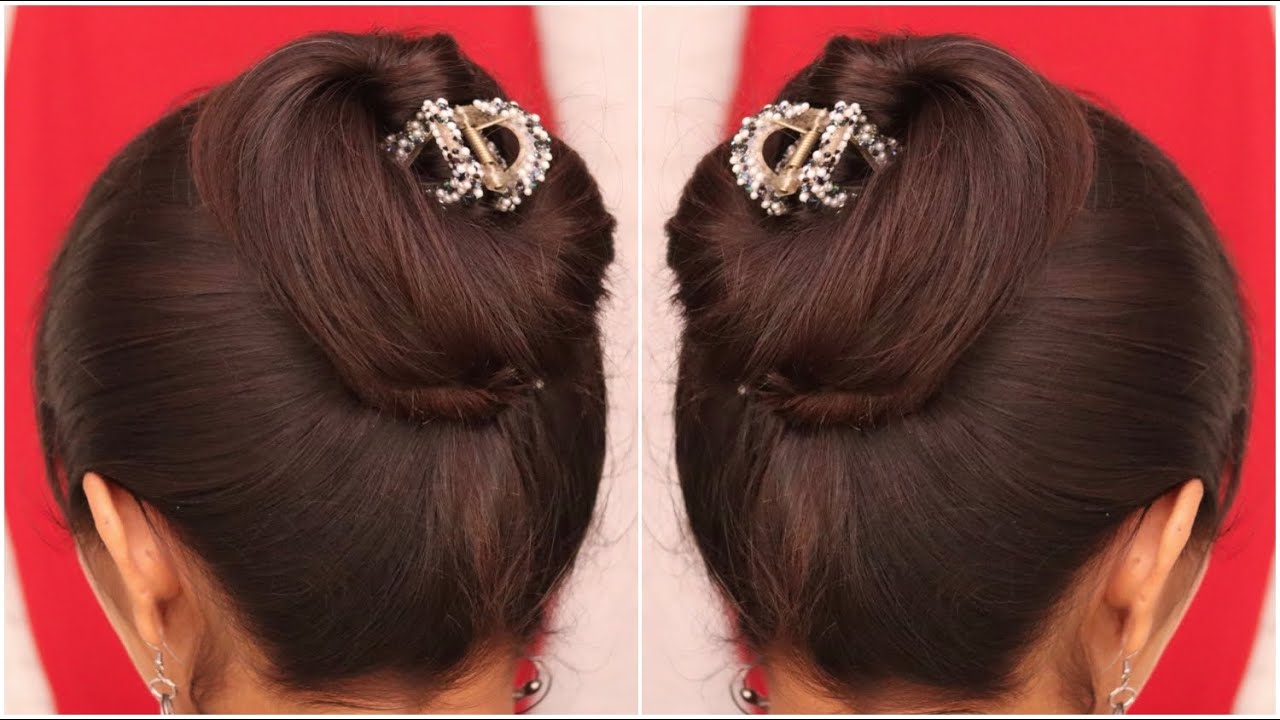 Only 1 Min ! Stylish Juda Hairstyle Using Small Clutcher For Long Thin ...