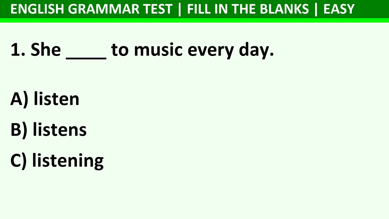 50 English Grammar Quiz | Fill-in-the-Blanks | Easy Level | Simple ...