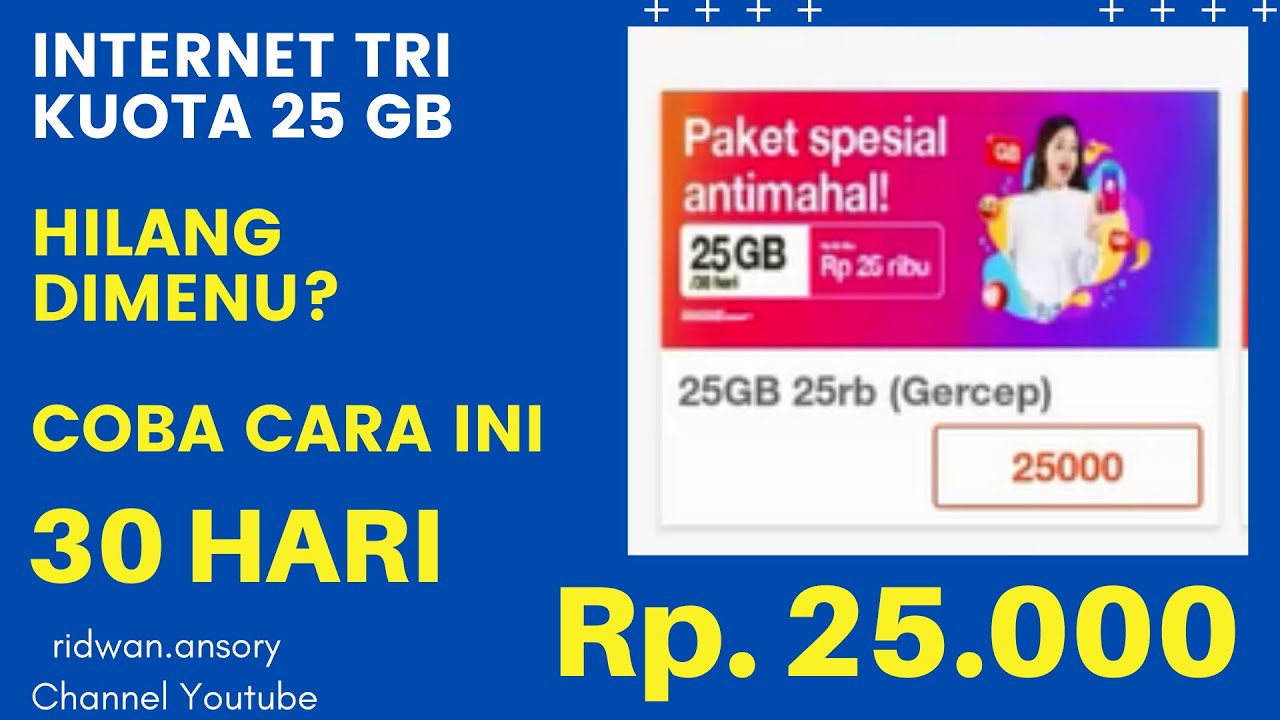 Cara Daftar Paket Tri 25Gb 25Rb - YouTube