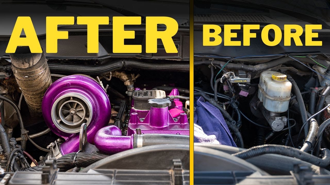 I TRANSFORMED the Engine BAY on my HOOD-STACKED CUMMINS!?! - YouTube