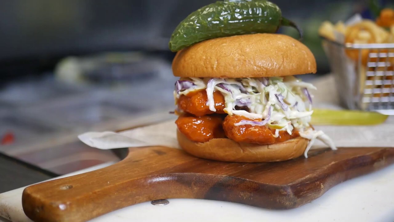 Ola Restobar's Buffalo Chicken Sandwhich - YouTube