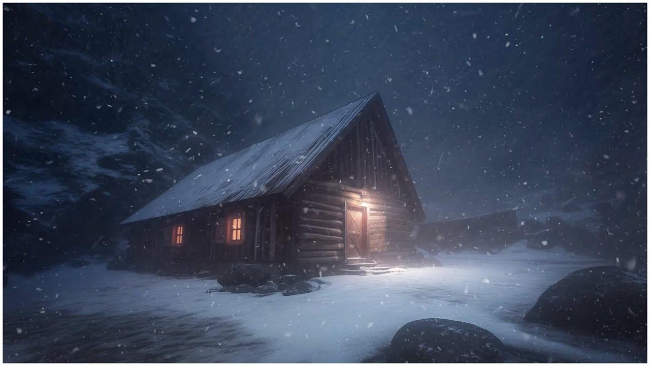 Experience an Intense Blizzard at a Lonely Log Cabin┇Perfect Snowstorm ...