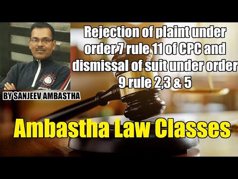 Rejection of plaint under order 7 rule 11 of CPC and dismissal of suit ...