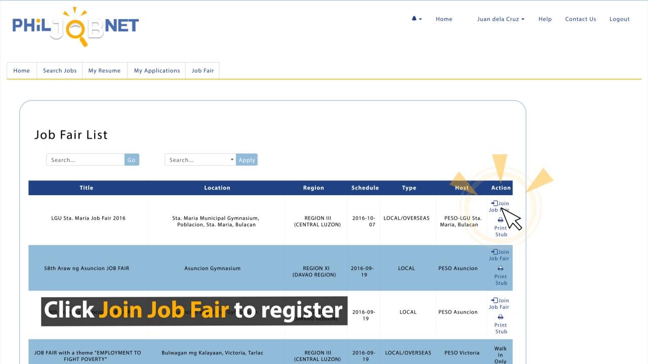 PhilJobNet For Applicant: Job Fair Tutorial - (Step 1.5) - YouTube