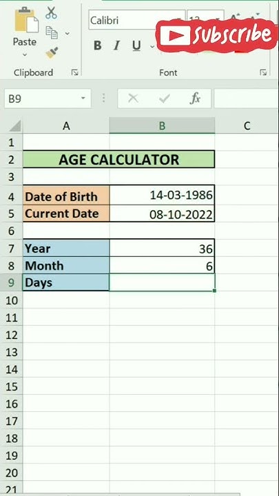 how to create age calculator in Microsoft excel - YouTube