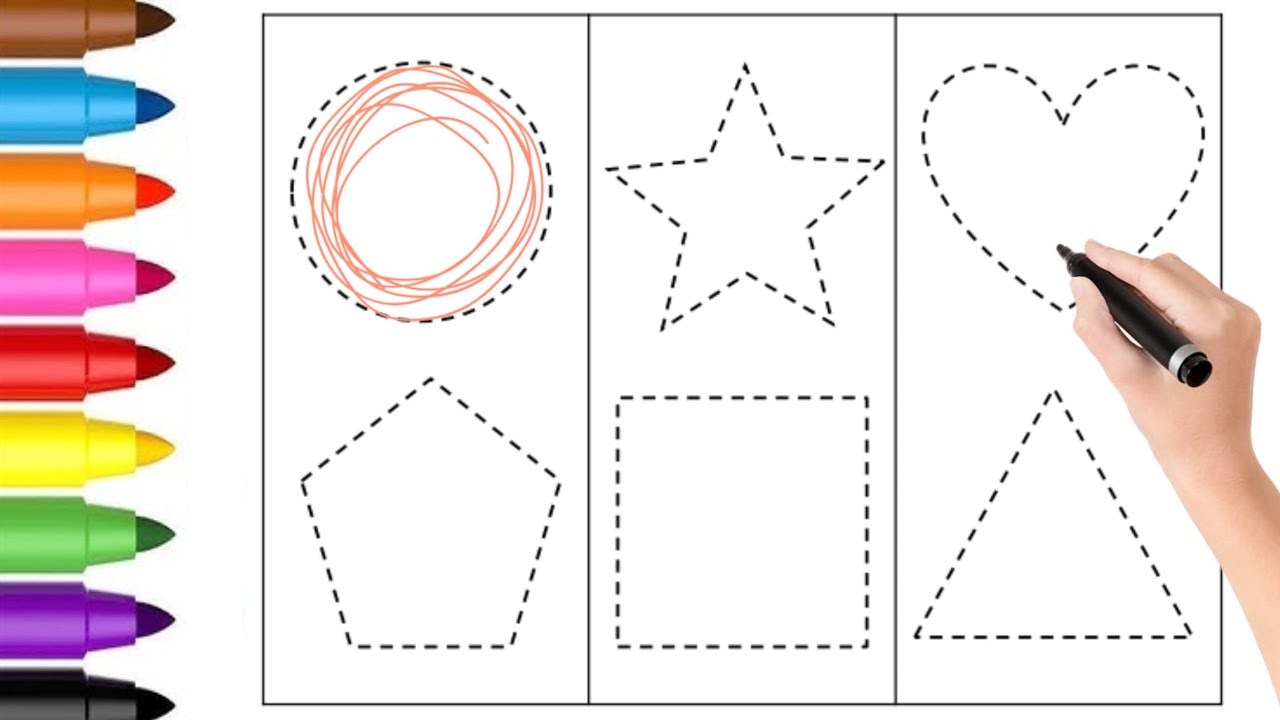 Geometric shape drawing for kids and toddlers and learn color names ...