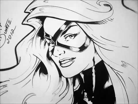 Ari Duarte desenhando a Gata Negra