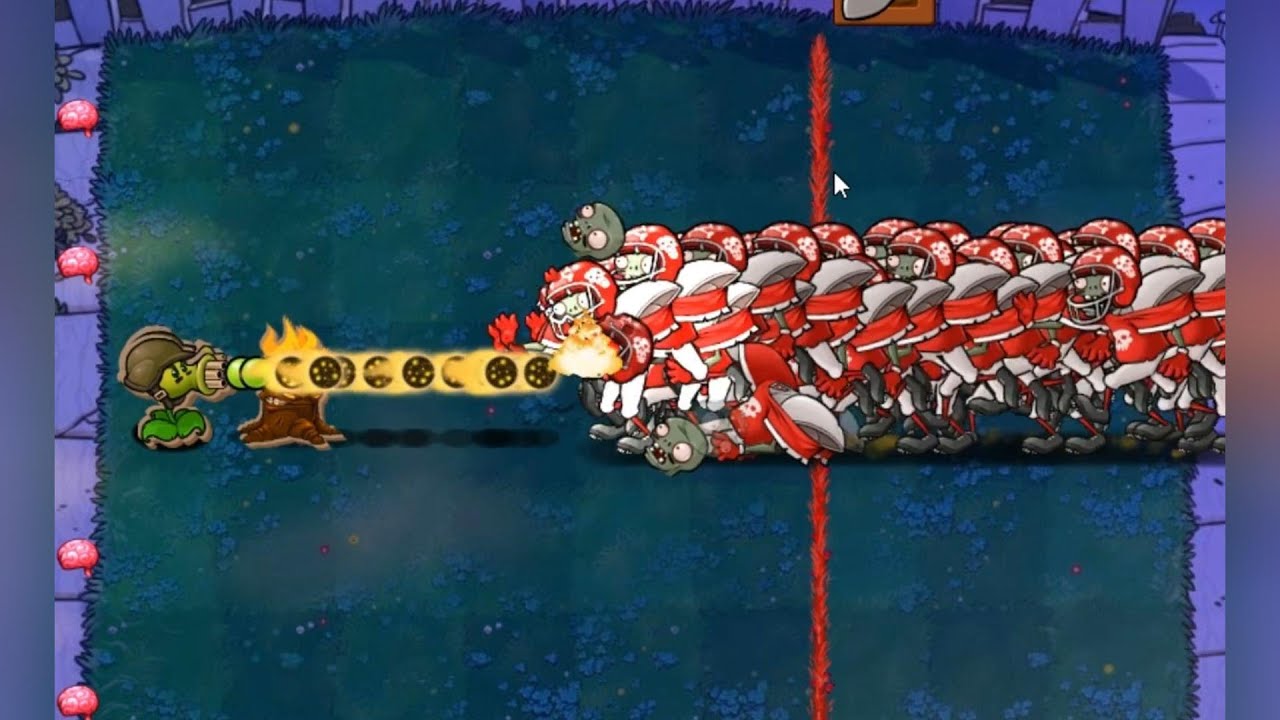 Plants vs Zombies: 10 machine guns+torch VS 50 snow pea VS 100 zombies ...