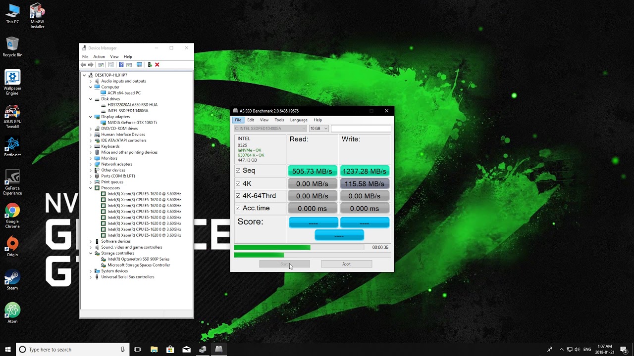 Intel Optane 900P NVMe SSD (480GB) AS SSD Benchmark on X79 (C602 ...