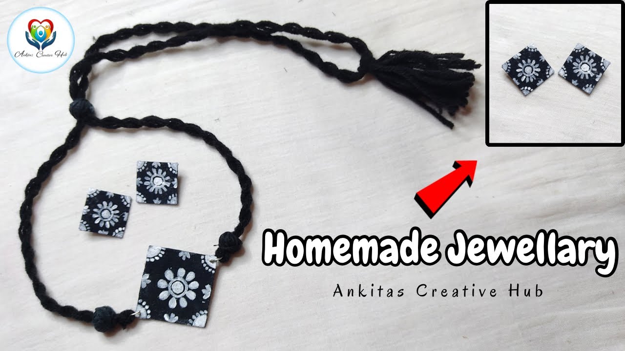 DIY paper jewellery necklace || How to make Fabric Jewellery set at ...