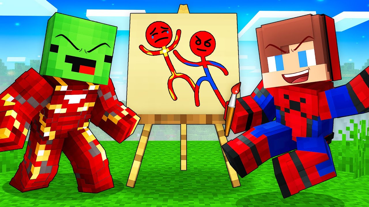 JJ vs Mikey: DRAWING BATTLE Superhero Edition in Minecraft - Maizen ...