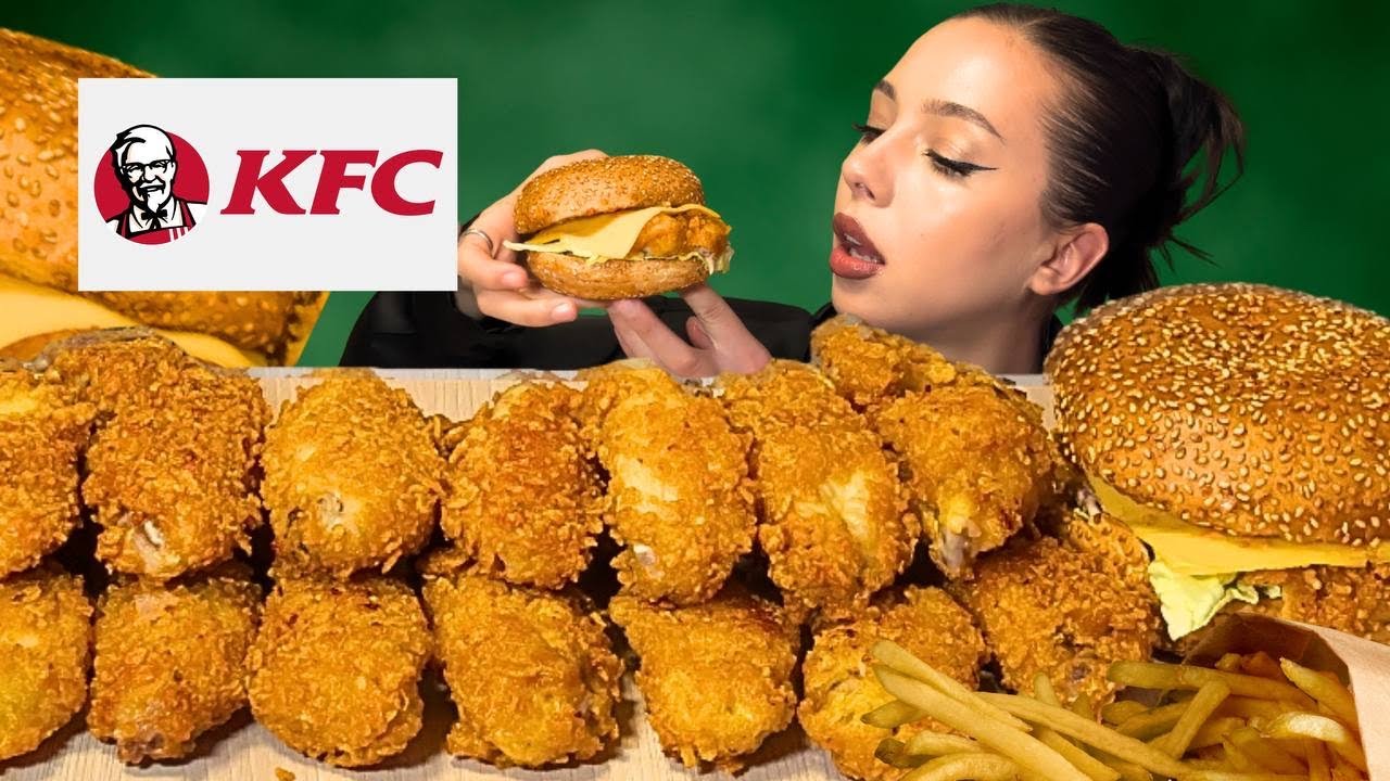 ASMR KFC Crispy Chicken Wings, Chicken Burger & Cheese Feast | Extreme ...